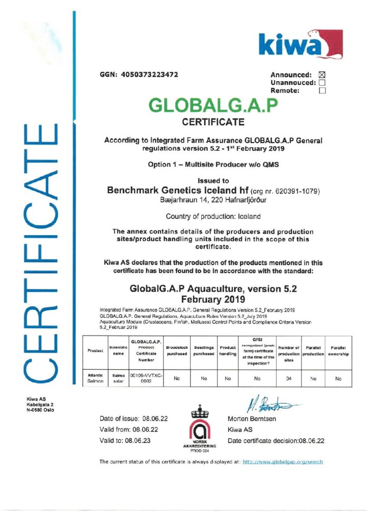 Certificates - Benchmark Genetics