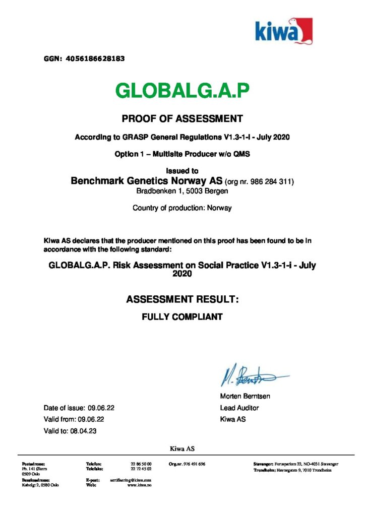 Certificates - Benchmark Genetics