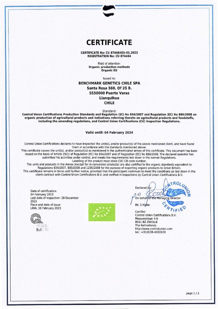 Certificates - Benchmark Genetics